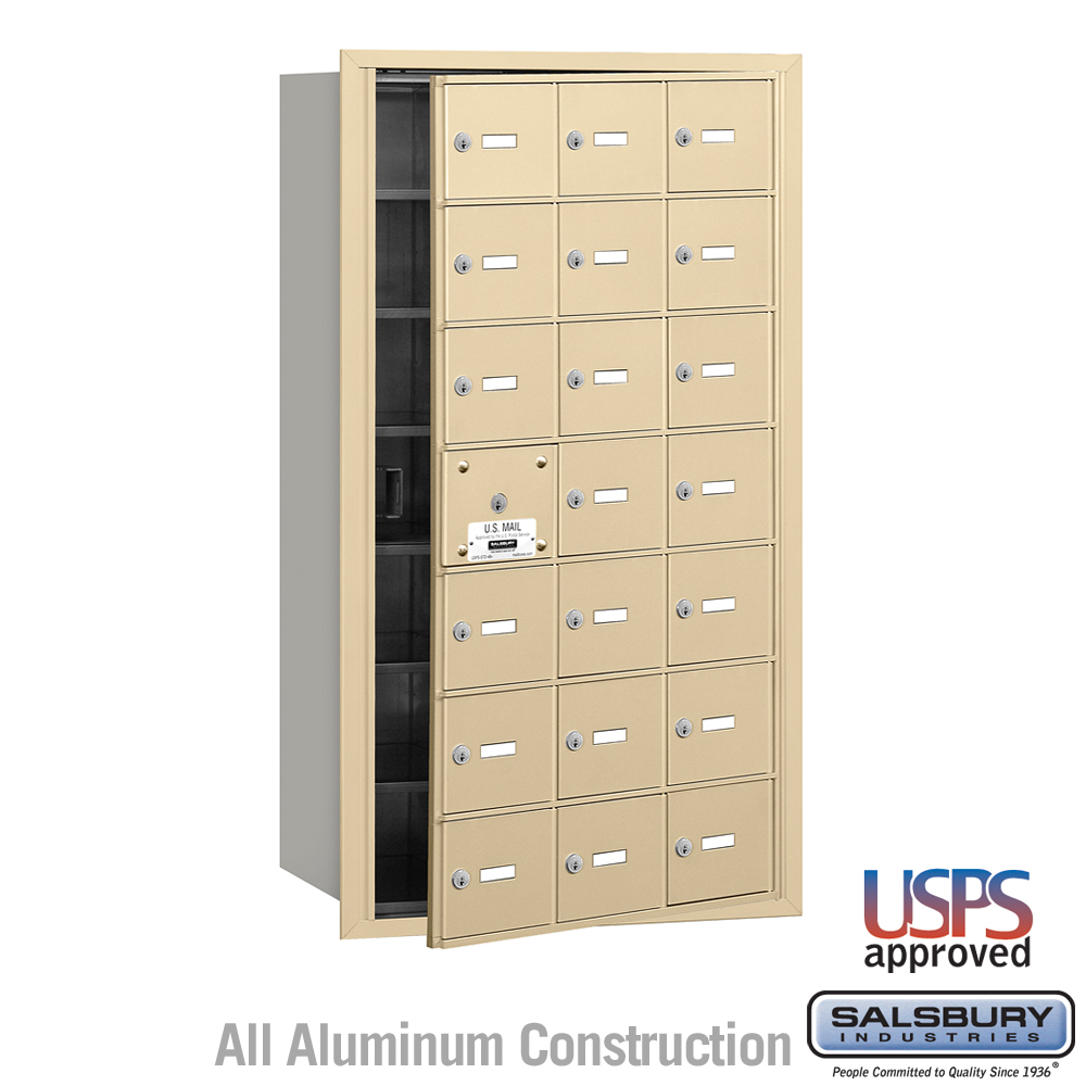 4B+ Horizontal Mailbox - 21 A Doors (20 usable) - Sandstone - Front ...
