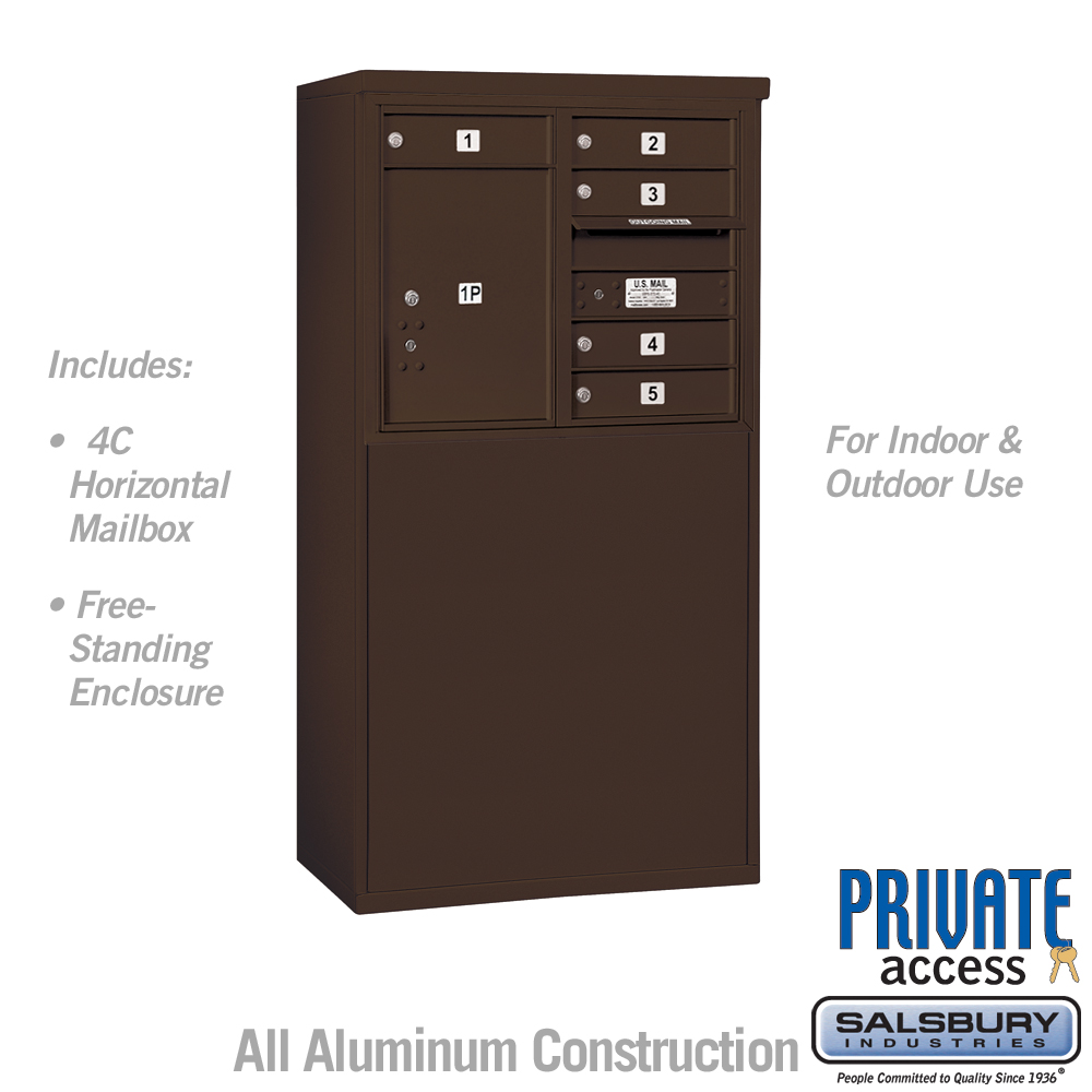 4C Free Standing Mailbox Bronze - Private - 5 Doors | Mailboxes.com