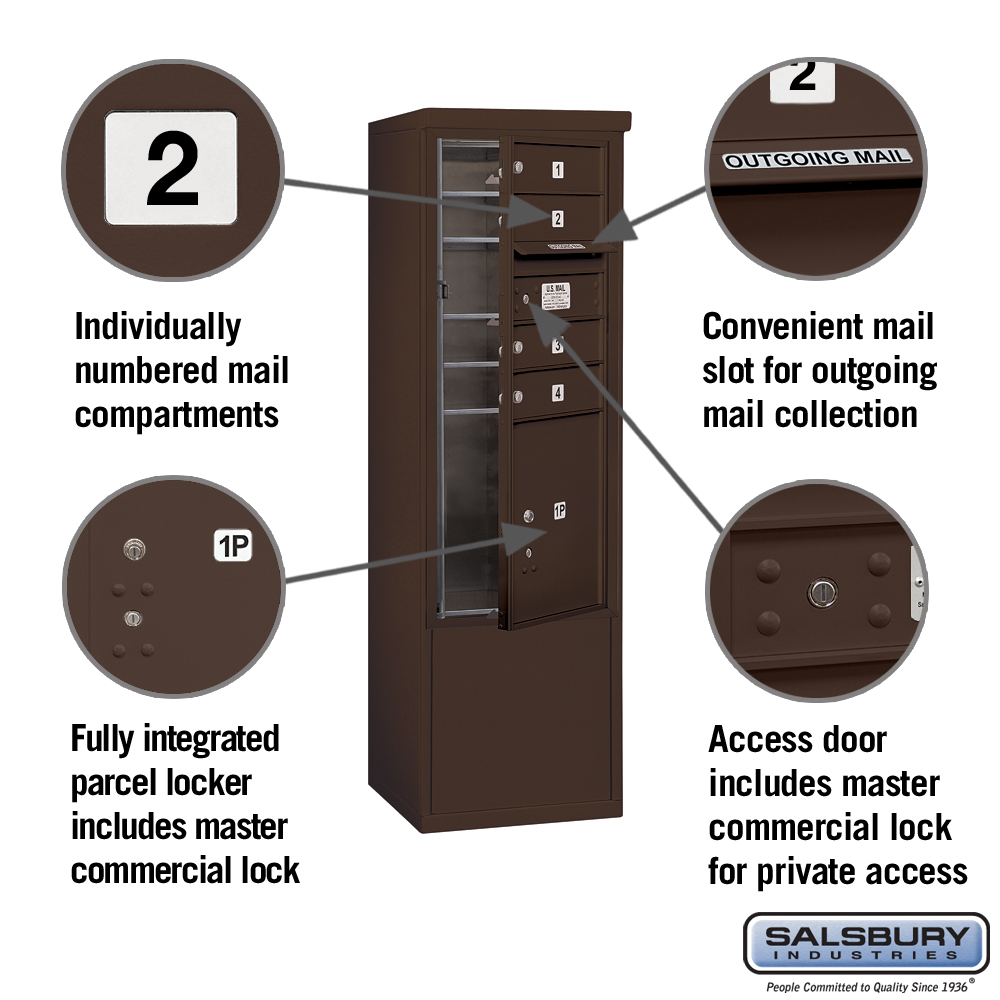 4C Free Standing Commercial Mailbox Bronze - Private - 4 Doors ...