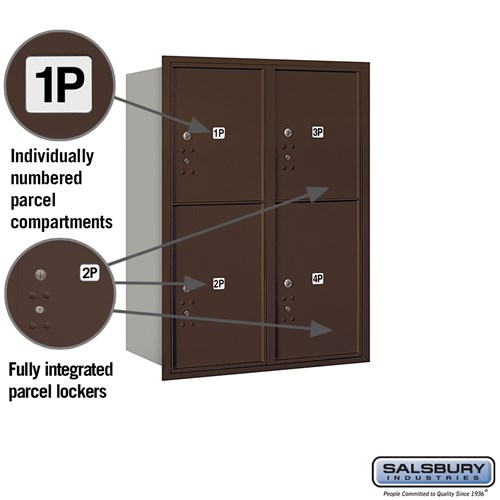 4C Parcel Lockers USPS Bronze - 4 Doors - Rear Load | Mailboxes.com